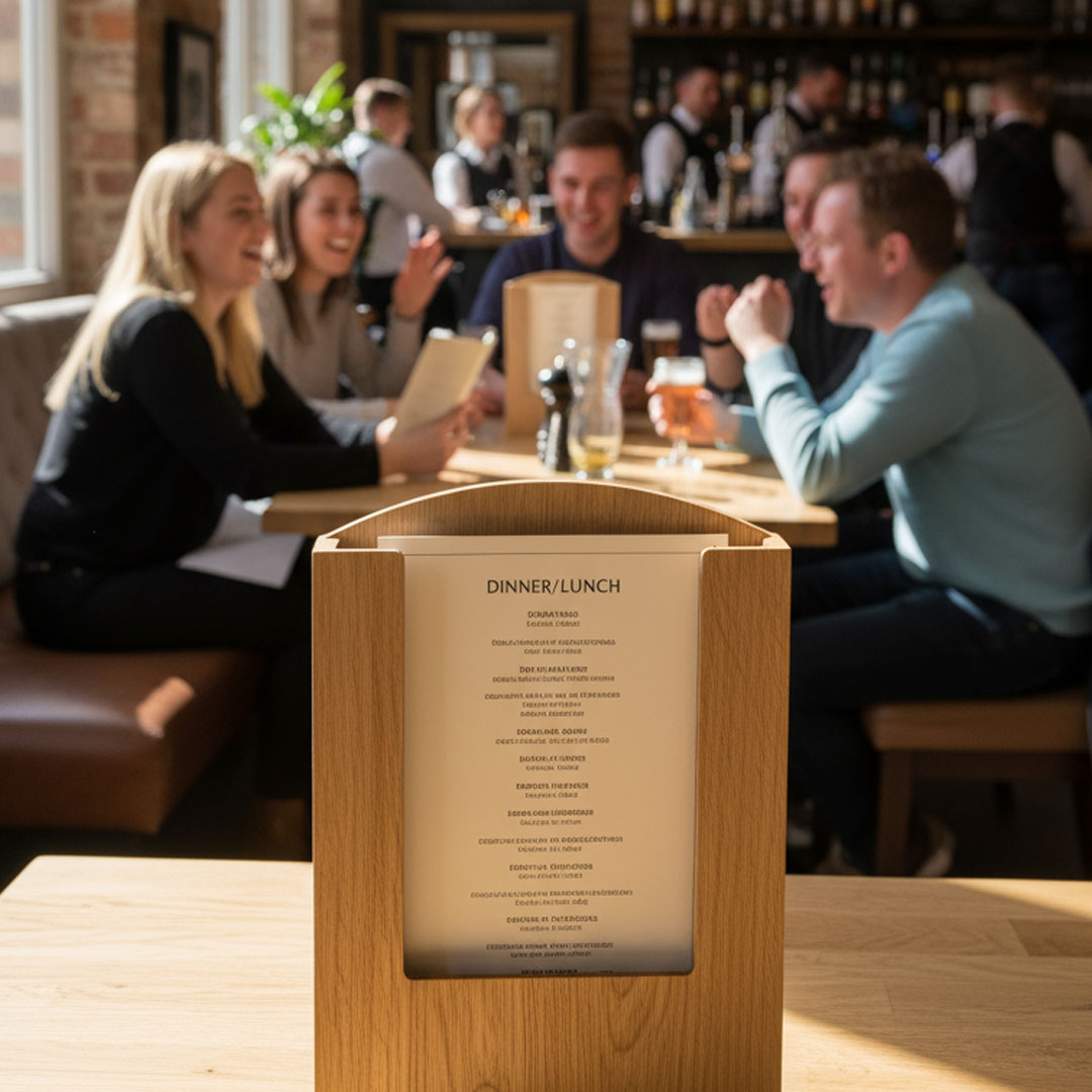 Pocket Wooden Menu Holder - Majisign