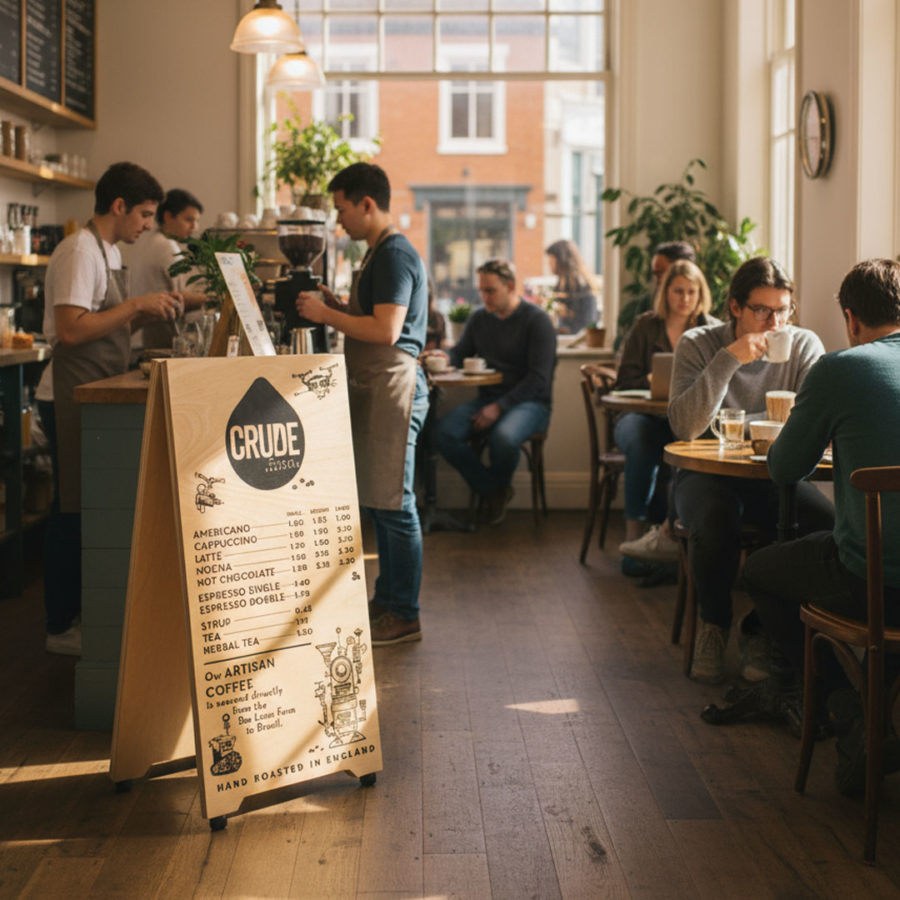 Barista Pavement Sign | Wooden Coffee Shop Sign